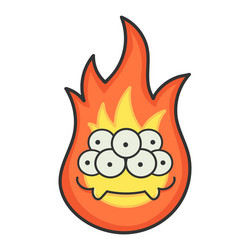 Happy monster fireball cartoon Royalty Free Vector Image