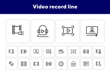 Video record line icons Royalty Free Vector Image