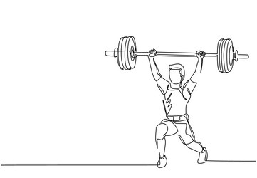 Continuous one line drawing young bodybuilder man Vector Image
