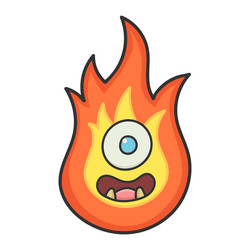 Angry monster fireball cartoon Royalty Free Vector Image