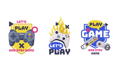 Video game play zone badge or label with Vector Image