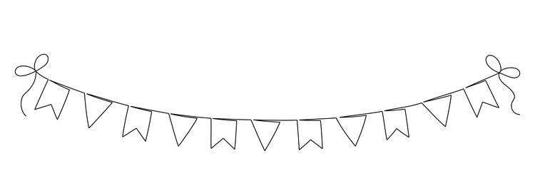 Continuous line drawing of garland Royalty Free Vector Image