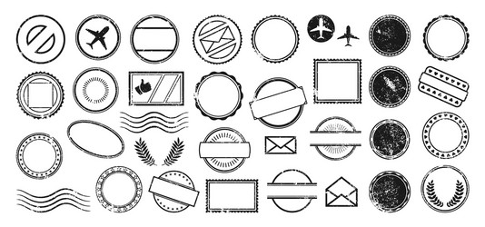 Postage stamp grunge empty frame set postmark Vector Image