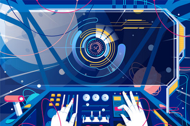 Astronauts in spacesuits on spaceship Royalty Free Vector