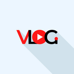 Modern vlog logo flat style Royalty Free Vector Image