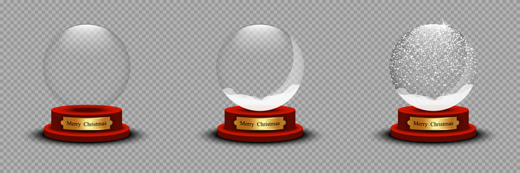 Realistic christmas snow ball glass Royalty Free Vector