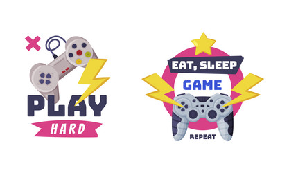 Video game play zone badge or label with Vector Image