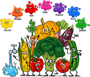 Basic colors set with cartoon animal characters Vector Image