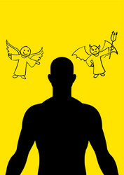 Eve offering apple to adam Royalty Free Vector Image