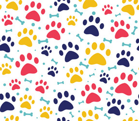 Dogs paw prints seamless pattern Royalty Free Vector Image