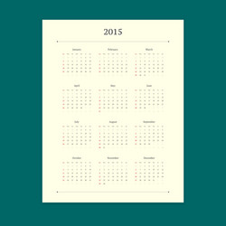 Simple 2015 calendar Royalty Free Vector Image