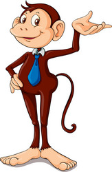 Monkey doing multitasking with mind map Royalty Free Vector