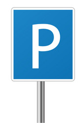Blue parking sign on Royalty Free Vector Image