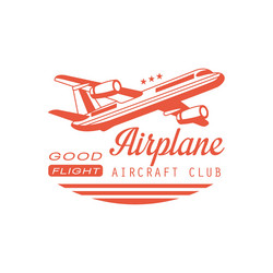 Flying club aviator sport airplane emblem Vector Image