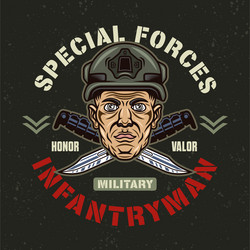 American infantryman vintage emblem label Vector Image