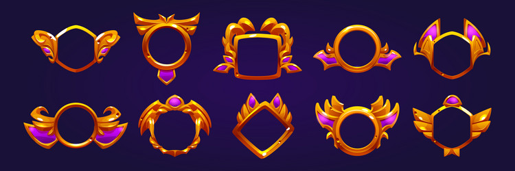 Game avatar frames with cats fox ears witch hat Vector Image