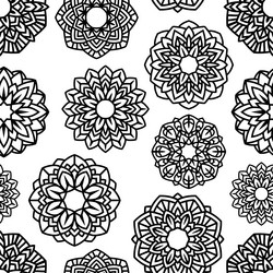 Lotus mandala template seamless pattern Royalty Free Vector