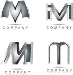 Silver grey metallic letter m logo design Vector Image