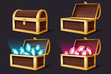 Chest animation empty treasure box open Royalty Free Vector