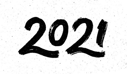 Set new year 2021 calligraphy numbers Royalty Free Vector
