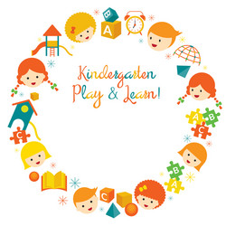 Kindergarten preschool kids objects frame Vector Image