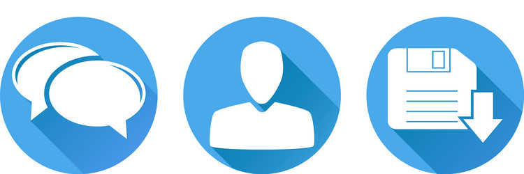 Set of main round blue internet icons Royalty Free Vector