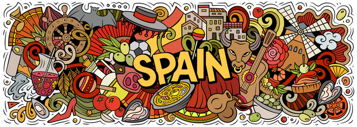 Spain hand drawn cartoon doodle Royalty Free Vector Image