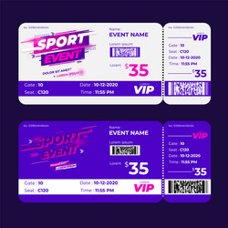 Sports event ticket typographic template design Vector Image