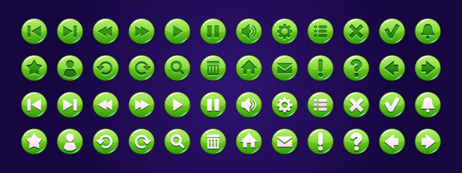 Green circle buttons icons for website or game Vector Image