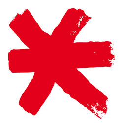 Red painted cross symbol icon on white background Vector Image