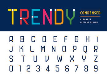 Trendy modern alphabet letters and numbers Vector Image