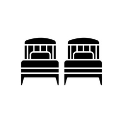 Hotel single and double room icon Royalty Free Vector Image