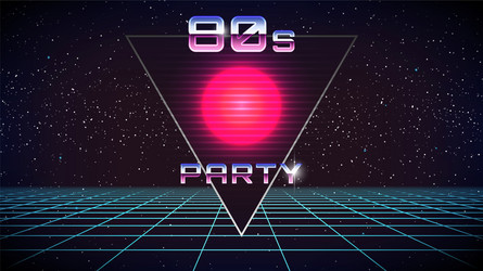 80s party text retro banner template chrome Vector Image