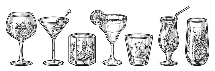 Alcoholic drinks set stickers monochrome Vector Image Alcoholic drinks set stickers monochrome Vector Image