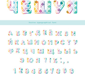 Mermaid scale font for birthday cards posters Vector Image