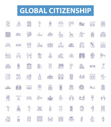 Global citizenship line icons signs set design Vector Image