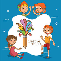 Kids with creative big idea Royalty Free Vector Image