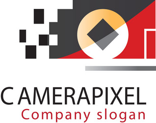 Creative black camera colorful pixel logo design Vector Image