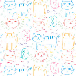 Hand drawn cats pattern Royalty Free Vector Image
