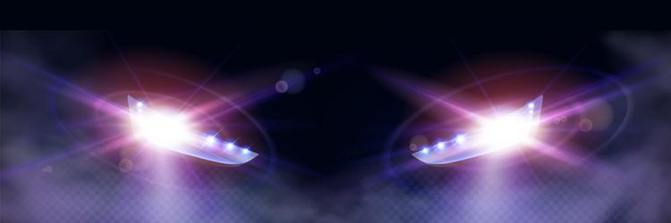 Realistic color led car light flare effect Vector Image