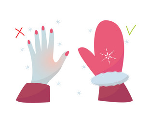 Frostbite hand is cold from Royalty Free Vector Image