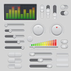 Gray interface buttons and sliders 3d set of ui Vector Image