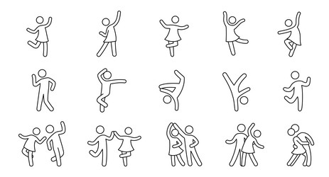 Line woman dancer icon ballet stick girl pose Vector Image
