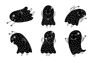 Hand drawn cute monsters on a white background Vector Image