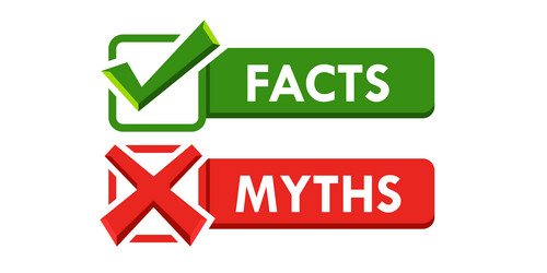 Myths And Facts Truth False Icons Stamp Royalty Free Vector