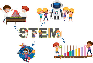 Boys holding stem logo Royalty Free Vector Image