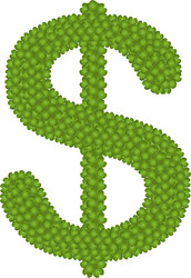 Four leaf clover of dollar sign in money bag icon Vector Image