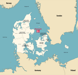 Denmark regions map flag Royalty Free Vector Image