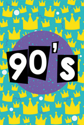 90s forever poster with crown and abstract shapes Vector Image