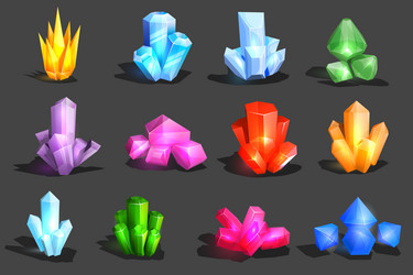 Clusters of gemstone crystals cartoon Royalty Free Vector